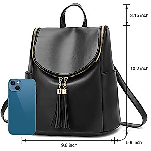 I IHAYNER Backpack Purse for Women Girl PU Leather Fashion Backpack Cute Mini Shoulder Bag with Charm Tassel Black