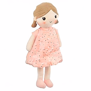 Linzy Toys, Soft Plush Light Pink Blue Emily Rag Doll for Girl, 15" My First Rag Doll, Muñecas de Trapo para Niña, Embroidered Face, Safe for All Ages (89835)