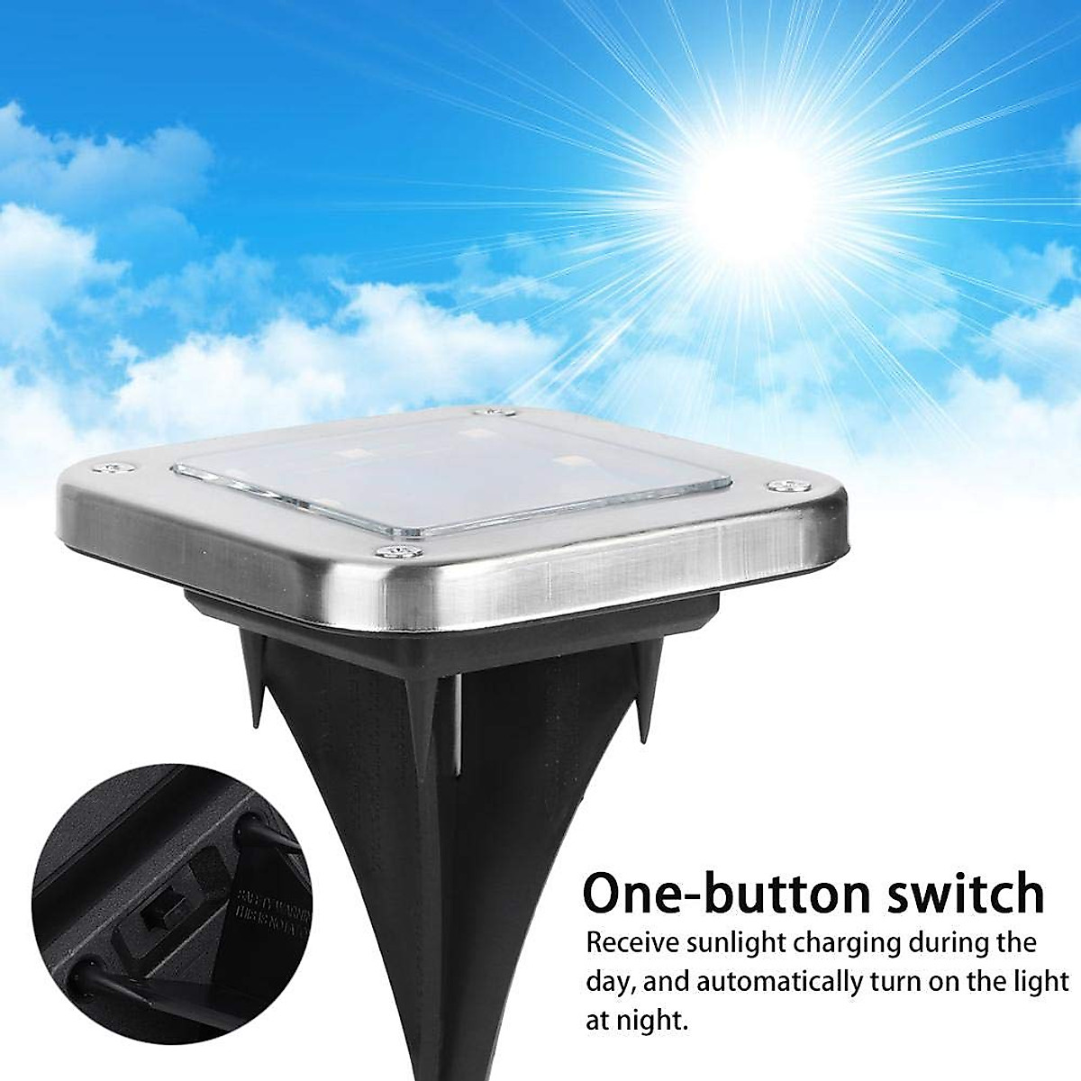 Fdit 4pcs 8LED Square Warm White Light Solar Buried Light Under Ground Lamp Home Garden Lawn Pathway Landscape Decoration