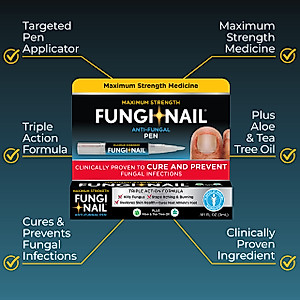 Fungi-Nail Pen Applicator Anti-Fungal Solution, Kills Fungus That Can Lead to Nail & Athlete’s Foot with Tolnaftate & Clinically Proven to Cure and Prevent Fungal Infections, 0.101 Fl Oz (Pack of 1)