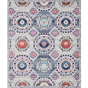 Rugs.com Budapest Collection Area Rug – 8' x 10' Multi Low-Pile Rug Perfect for Living Rooms, Large Dining Rooms, Open Floorplans