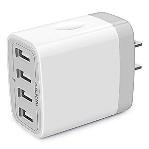 USB Charger Cube, Wall Charger Plug, AILKIN 4.8A 4-Muti Port USB Adapter Power Plug Charging Station Box Base Replacement for iPhone 14 13 12 11 Pro Max/X/8/7, iPad, Samsung Phones USB Charging Block