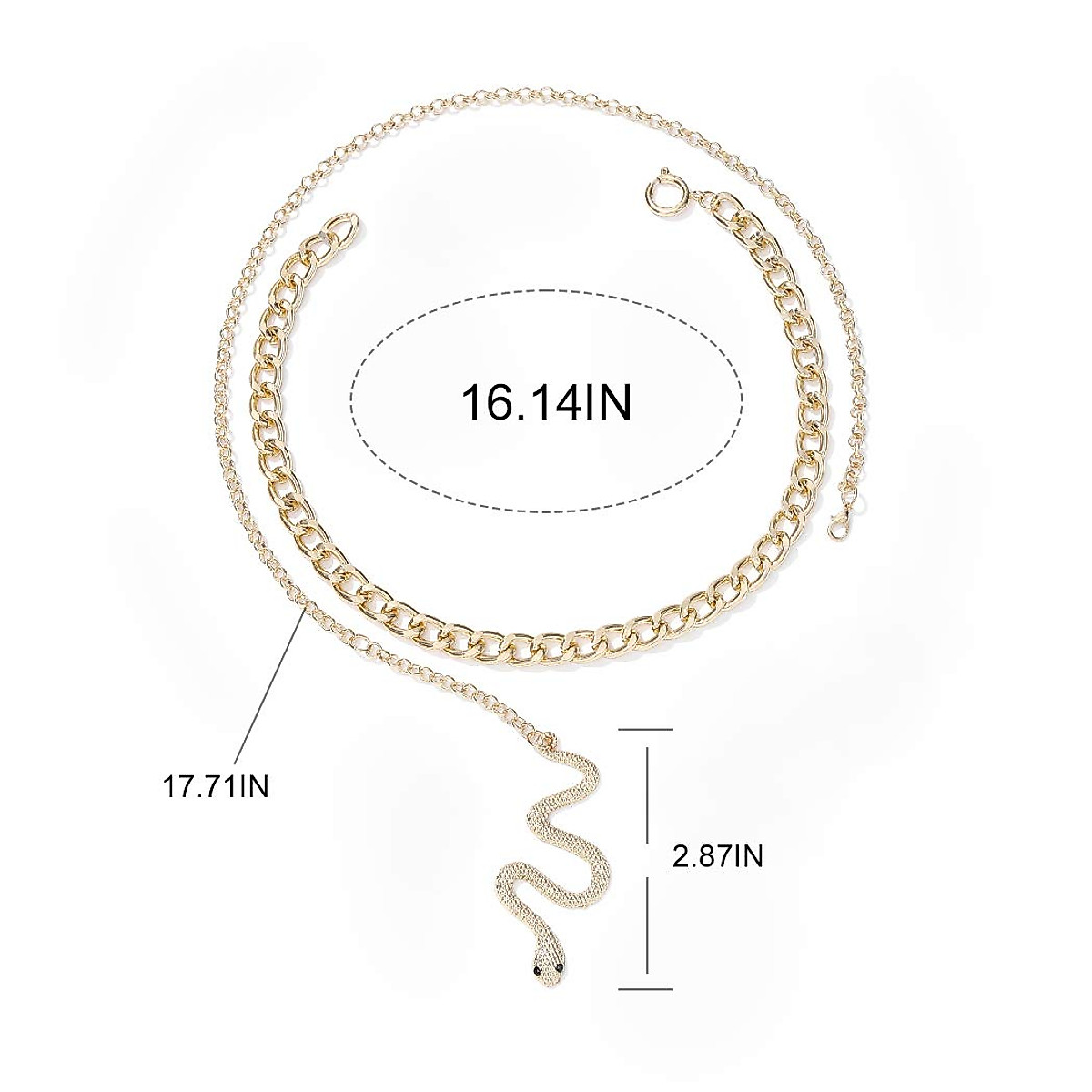 Sixexey Layered Snake Pendant Necklaces Gold Chunky Necklace Chain Jewelry for Women (A-Gold)
