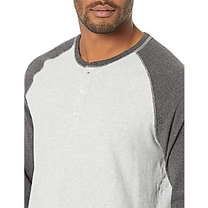 Amazon Essentials Long Sleeve Shirt for Men, Regular-Fit Henley, Available in Big & Tall, Charcoal Light Grey Heather, Medium