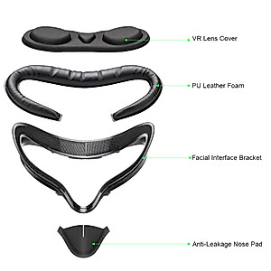 Mviioe for Quest 2 Face Cushion, Quest 2 Face Pad Light PU Leather Foam Face Cover Replacement Pad Washable Lightproof Anti-Leakage (Black)