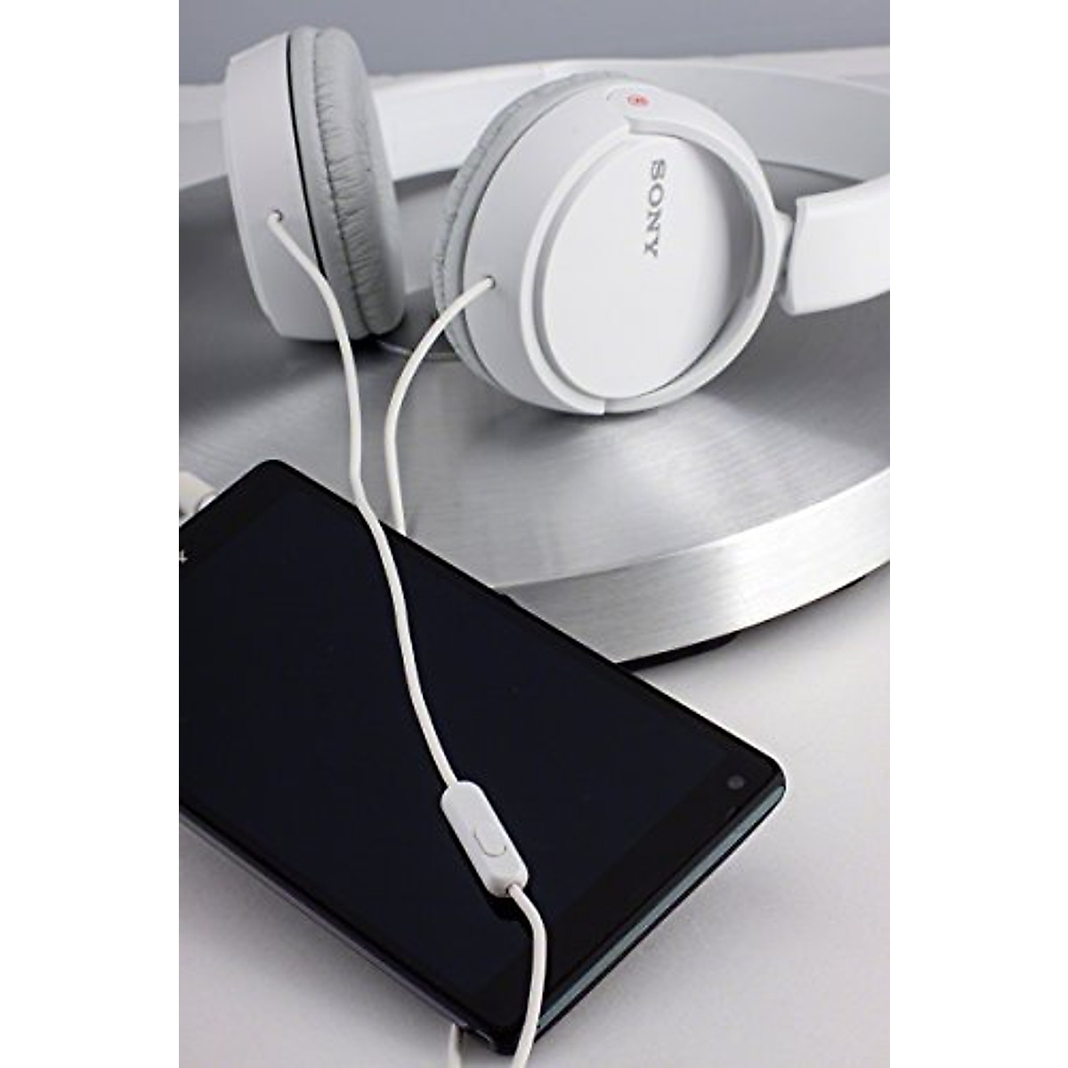 Sony ZX Series Wired On-Ear Headphones with Mic, White MDR-ZX110AP