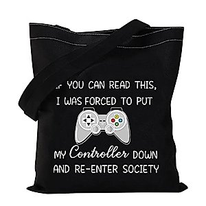 VAMSII Gamer Tote Bag Video Game Lover Gifts if You can Read This I was Forced to Put My Controller Down Bag Game Nerd Gifts (I was forced to put my Controller down)