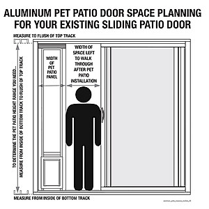 Ideal Pet Products Aluminum Pet Patio Door, Adjustable Height 77-5/8" to 80-3/8", 5" x 7" Flap Size, White