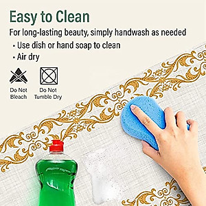 RIMONA'S Thermo Heat Resistant Table Runner and Trivet for Hot Dishes - Waterproof Hot Plates to Protect Table and Countertop - Kitchen & Dining 350F Heat Protector 40" - White Golden Marble