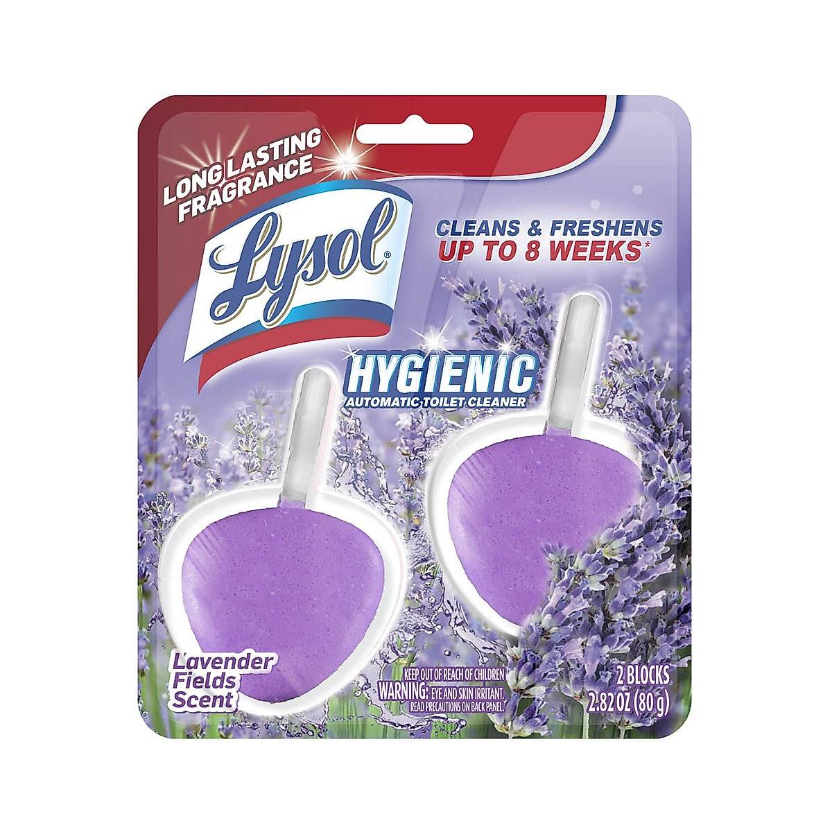 Lysol Automatic In-The-Bowl Toilet Cleaner, Cleans and Freshens Toilet Bowl, Lavender Fields Scent, 2ct