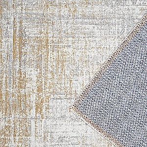 jinchan Area Rug 5x7 Abstract Sketch Distressed Taupe Multi Print Non-Slip Washable Rug Bedroom Thin Rug Colorful Overdyed Mat Kitchen Rug Contemporary Carpet Living Room Play Mat