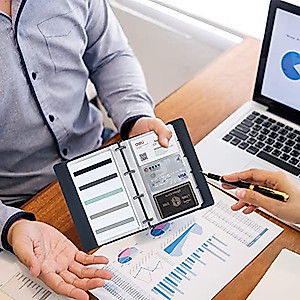 deli Business Card Book Holder, Business Card Organizer, Name Card Book Holder, Portable Office Business Card Holder, Hold 180 Cards, Blue