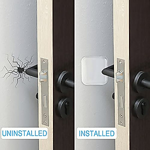 6 PCS Door Stopper Wall Protector, Transparent Square Door Knob Wall Shield, Soft Rubber Door Handle Bumper with Strong Self Adhesive, Thickened Door Bumpers for Walls (4 CM/Square, Clear)