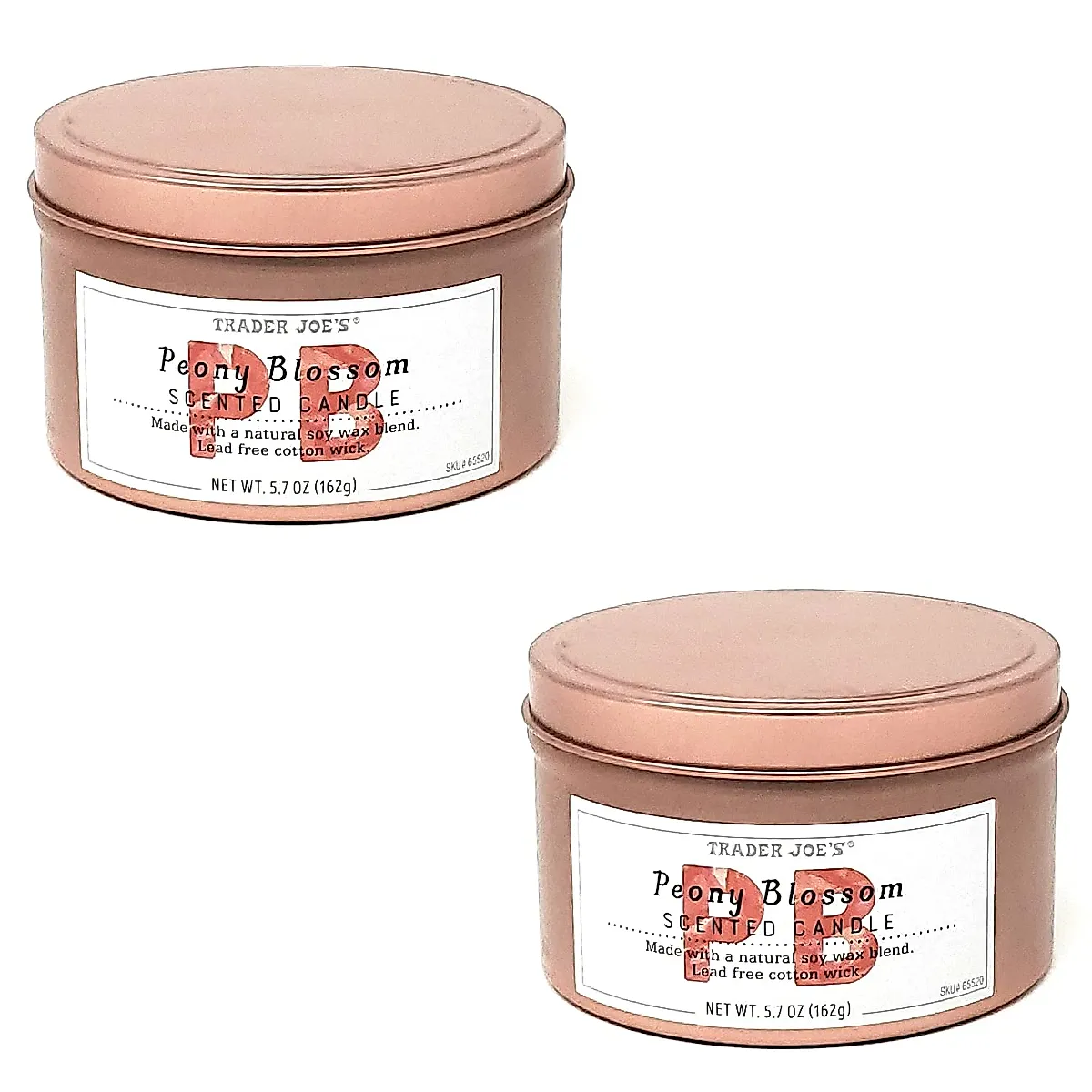 Trader Joe's - Peony Blossom Candle NET WT. 5.7 OZ Each - Set of 2