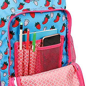 J World New York Sunny Rolling Backpack for Kids and Adults, Strawberry, 17 X 11.5X 5.5 (H X W X D)