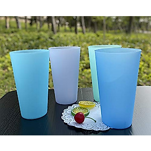 YUYUHUA 32-ounce Cups, BPA-free Plastic Tumblers Reusable Dishwasher Safe Set of 12 in 4 Assorted Colors Large Drinking Glasses