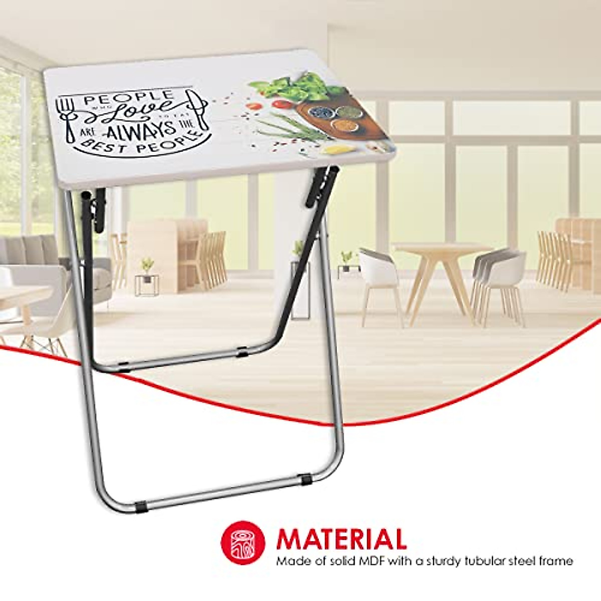 Home Basics TT39161 Foldable TV Tray Table, 19.0 x 15.0 x 26.0, for The Love of Food (White)