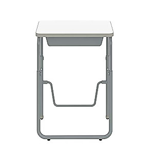 Safco Products AlphaBetter 2.0 Height – Adjustable Student Desk with Swinging Footrest Bar and Book Box, Sit to Stand, 29”-43” w, Dry Erase