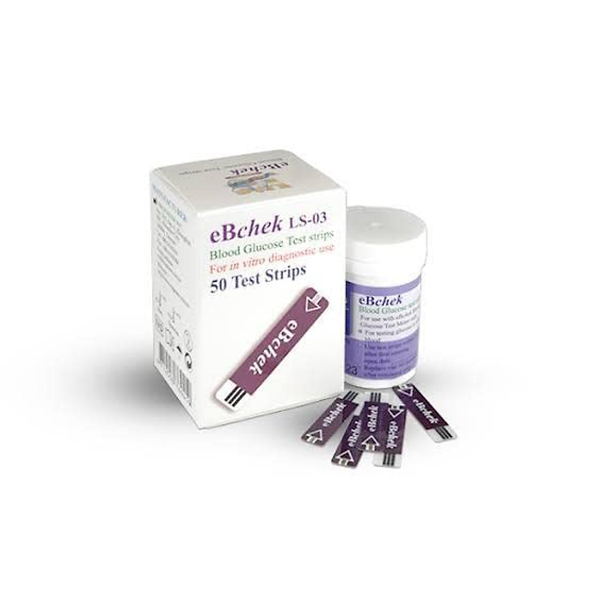 eBchek Blood Glucose Test Strips (50 Count) for Use with eBchek Monitor - 1 Box of 50 Diabetic Supplies (Meter NOT Included, Test Strips ONLY)