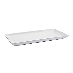 Denmark Tools For Cooks Blanc de Blanc White Serveware- Nested Platters Serving Dining Elegant Simple Microwave Dishwasher Safe, 2 Piece Narrow Rectangular Platter Set (19" & 16")