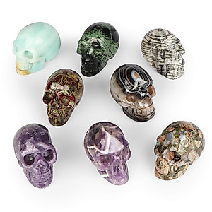 Artistone 2.0" Amethyst Crystal Halloween Skull Head Statue Crystals Healing Figurines,Carved Purple Human Bone Skull Stone Sculpture for Home,Office,Kitchen Decor