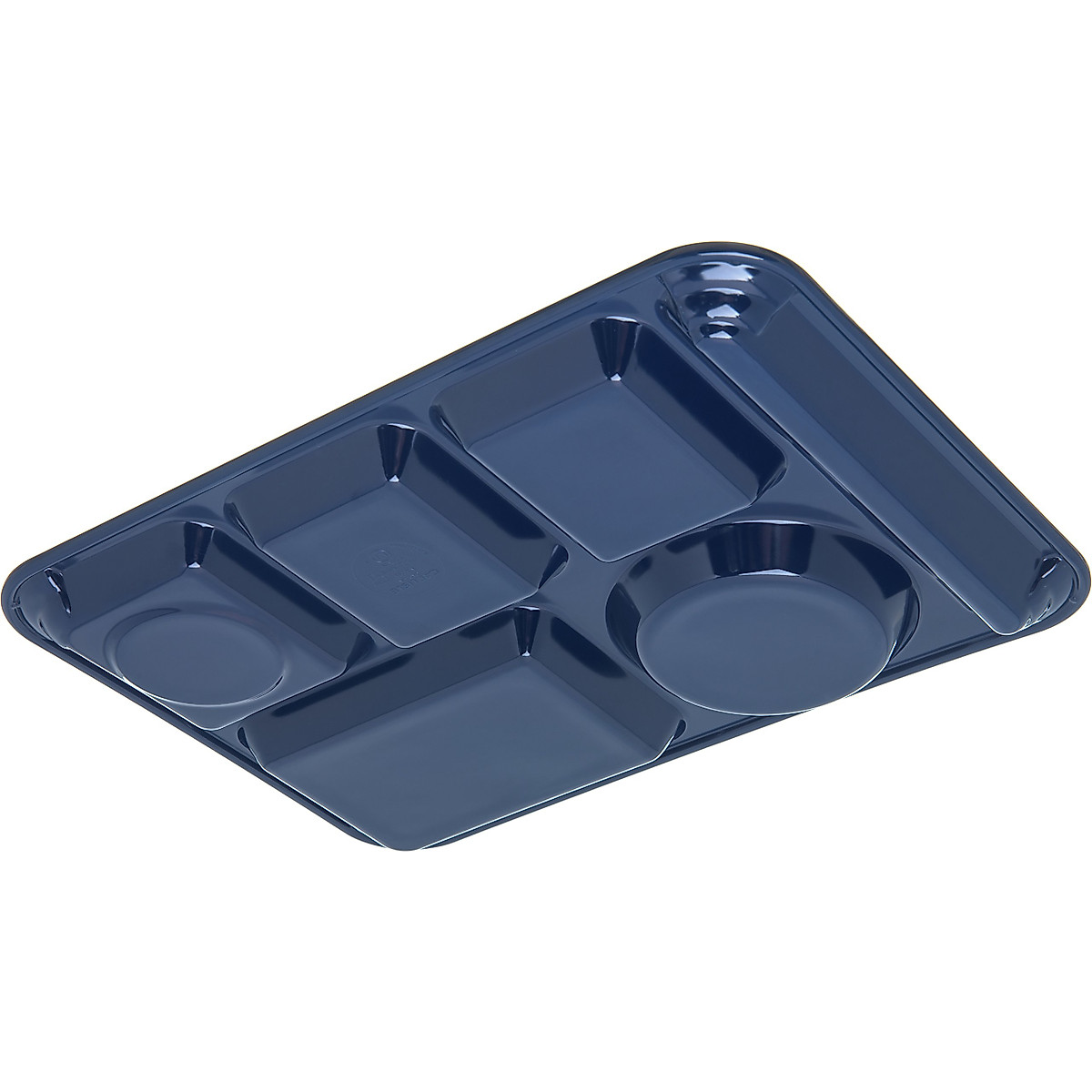 Carlisle FoodService Products Left-Hand Heavyweight 6-Compartment Melamine Tray 10" x 14" - Dark Blue