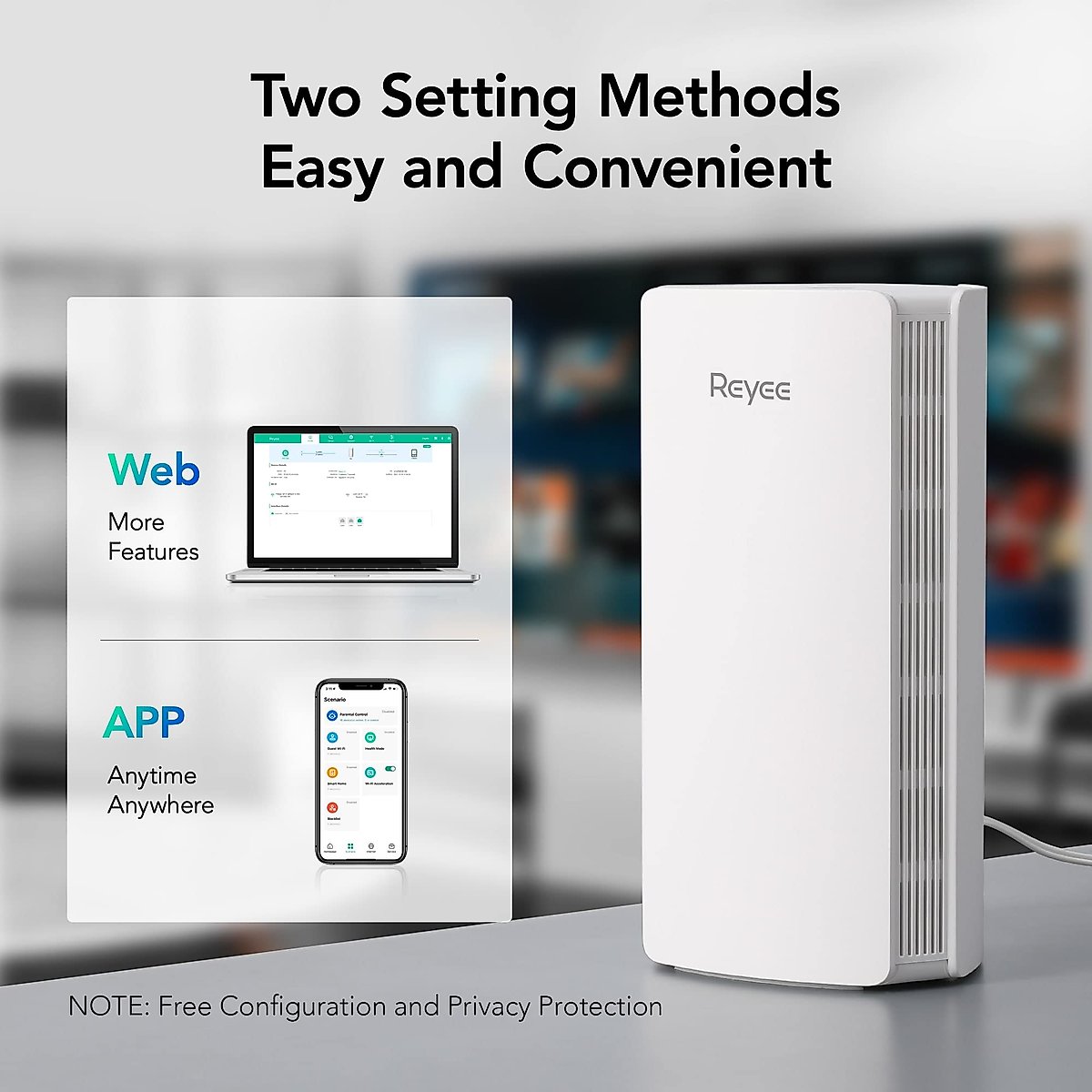 Reyee Mesh WiFi System, AX1800 Smart WiFi 6 Router R4 (1-Pack), Cover 1600 Sq. Ft, Connect up to 64 Devices, Replaces Wireless WiFi Routers and Extenders
