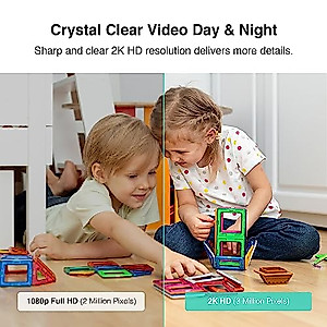 BOTSLAB Smart Pan Tilt Camera, 2K WiFi Indoor Home Security Dome Camera with Human and Motion Detection, Night Vision Baby Monitor, Compatible with Alexa