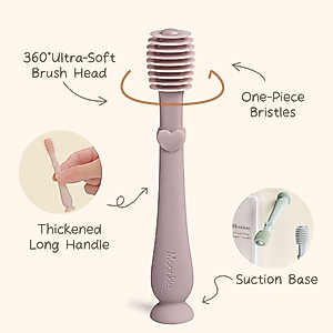 Moonkie Baby Finger Toothbrush Tongue Oral Cleaner Kit for 3 Months +, 2 Pcs (Blush)