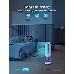 ZICOOLER Bladeless Fan, 22" Tower Fan with Remote, 8 Speeds, 9H Timer, 80°Swing, Oscillating Fans for Home, 35dB Quiet DC Standing Floor Fan for Bedroom