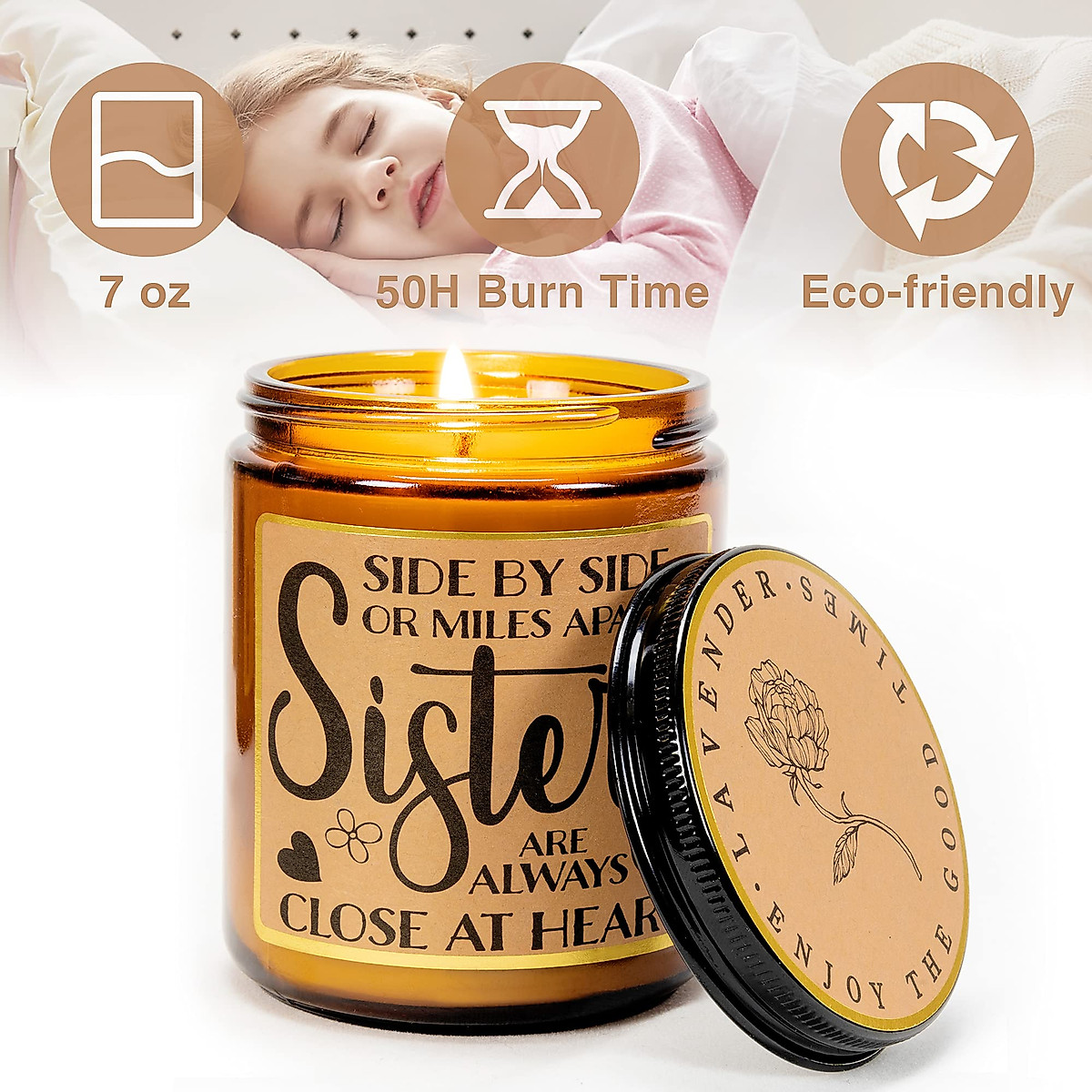 STORALIT Scented Candles Jar Funny Gifts for Sister, Sister in Law, Sisters - Sister Gifts with Best Wishes Cards from Sister, Brother - Thank You, Christmas Birthday Gifts Big Sister Gifts