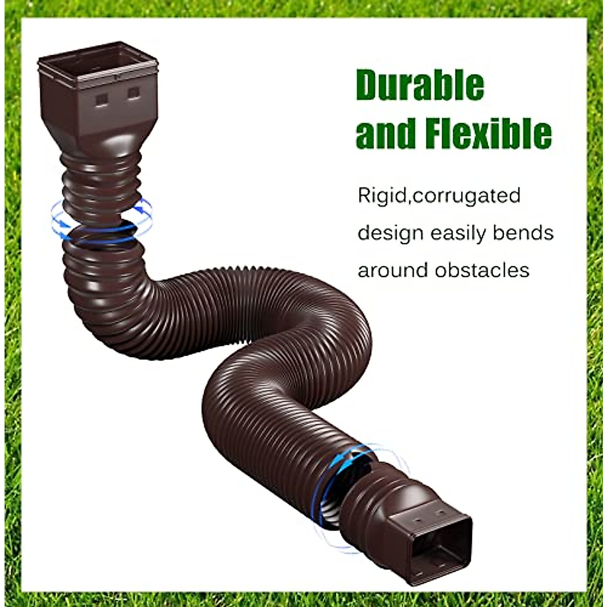 YOTODY Rain Gutter Downspout Extensions Flexible,Down Spout Drain Extender Diverter Extendable from 21 to 60 in,Screws for Included (Brown)