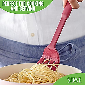 GreenLife Cooking Tools and Utensils, 10-in-1 Silicone Fork to Stir Mix Mash and Scrape, Heat and Stain Resistant, Dishwasher Safe, Turquoise