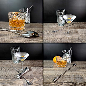 A Bar Above Cocktail kit - Heavyweight Bar Spoons Set of 2 & Mixing Glass (Diamond Cut)