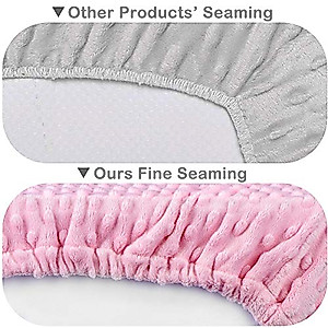 Nozaam - Baby Plush Minky Dot Changing Pad Cover - Ultra-Soft Stretchy Fitted Cover for Standard Nursery Changing Pad (Pink)