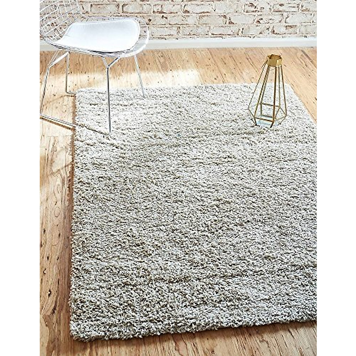 Unique Loom Solid Shag Collection Area Rug (4' 1" x 6' 1" Rectangle, Taupe)
