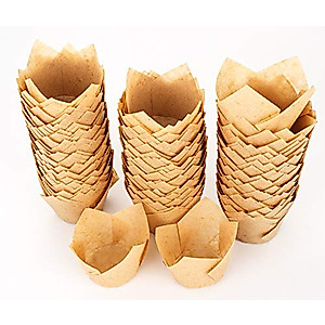 GOLDEN APPLE, 200 Pcs Tulip Cupcake Liner Baking Cup Muffin Tins Cups for Weddings, Birthdays, Baby Showers (Small, Natural)