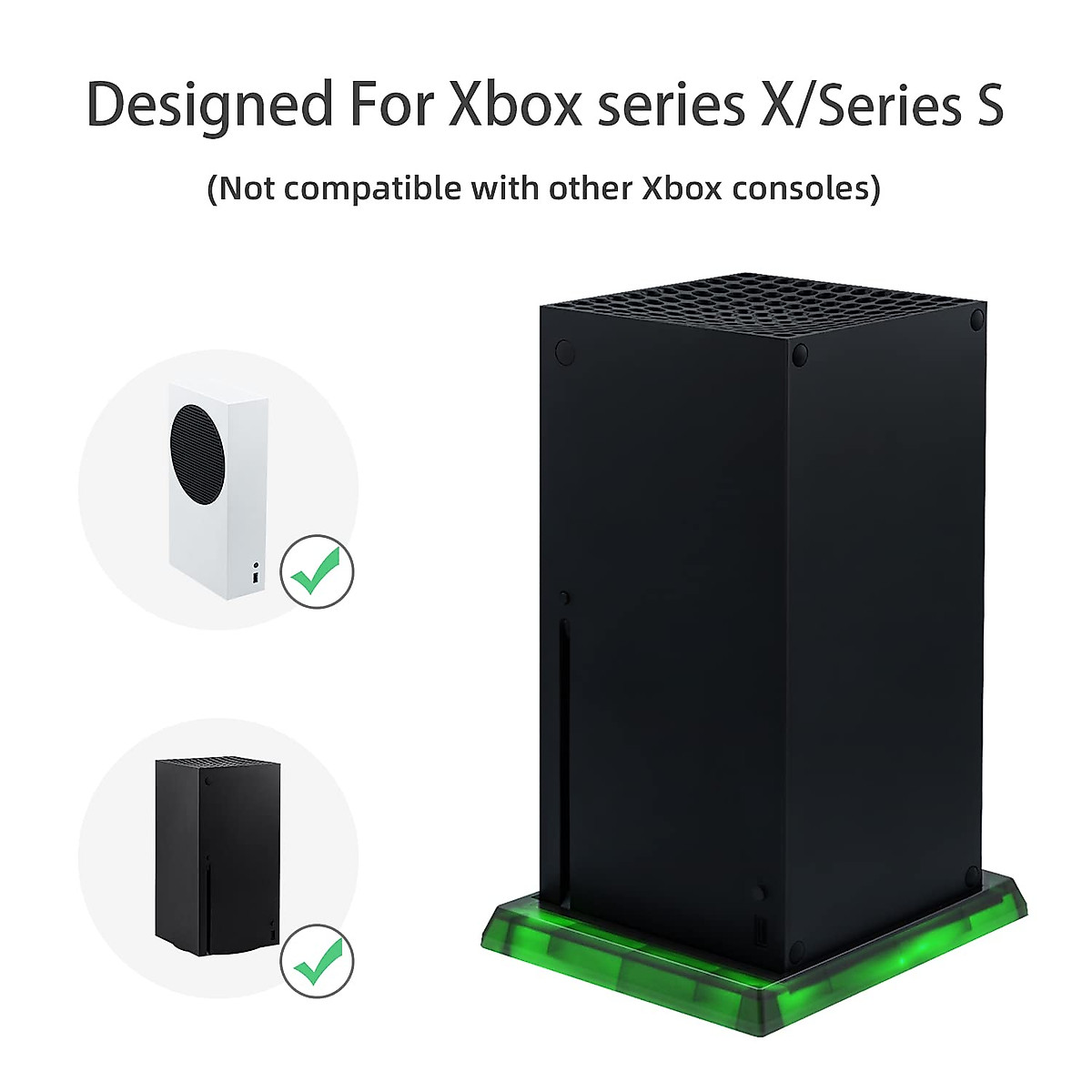 Mcbazel LED Lights Stand for Xbox Series X/S Console, Music Sync Multi-Colour Vertical Console Stand Base with IR Remote/APP/USB Control for Xbox Series X/S Game Console - Black