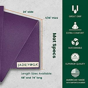 Jade Fusion Yoga Mat, Luxurious Comfort & Sturdy Workout Mats for Home Gym, 68" Yoga Mat Thick, Non-Slip Workout Mat with Extra Strong Grip, US Made Purple Yoga Mats