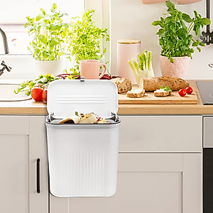 Frcctre 2 Pack 2.4 Gallon Kitchen Compost Bin, Hanging Trash Can with Lid Garbage Can for Countertop or Under Sink, Wall Mounted Counter Waste Bin for Kitchen Bathroom Bedroom Office