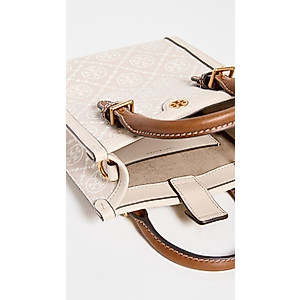 Tory Burch Women's Mini T Monogram Tote, Ivory, Off White, One Size
