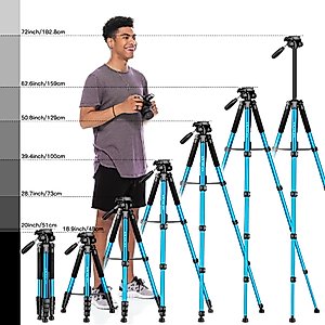Tripod for Camera, 72" Camera Tripod with Remote, Heavy Duty Tall Camera Tripod Stand, Professional Aluminum Video Tripod, Compatible with Gopro/Camcorder/Binocular