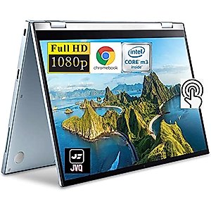 ASUS Newest Flip 2-in-1 14" FHD Touchscreen Chromebook Laptop, Intel Core m3-8100Y(up to 3.4 GHz), 320GB Space(64GB eMMC+256GB Card), 8GB RAM, Webcam, WiFi, Chrome OS, Silver+JVQ MP