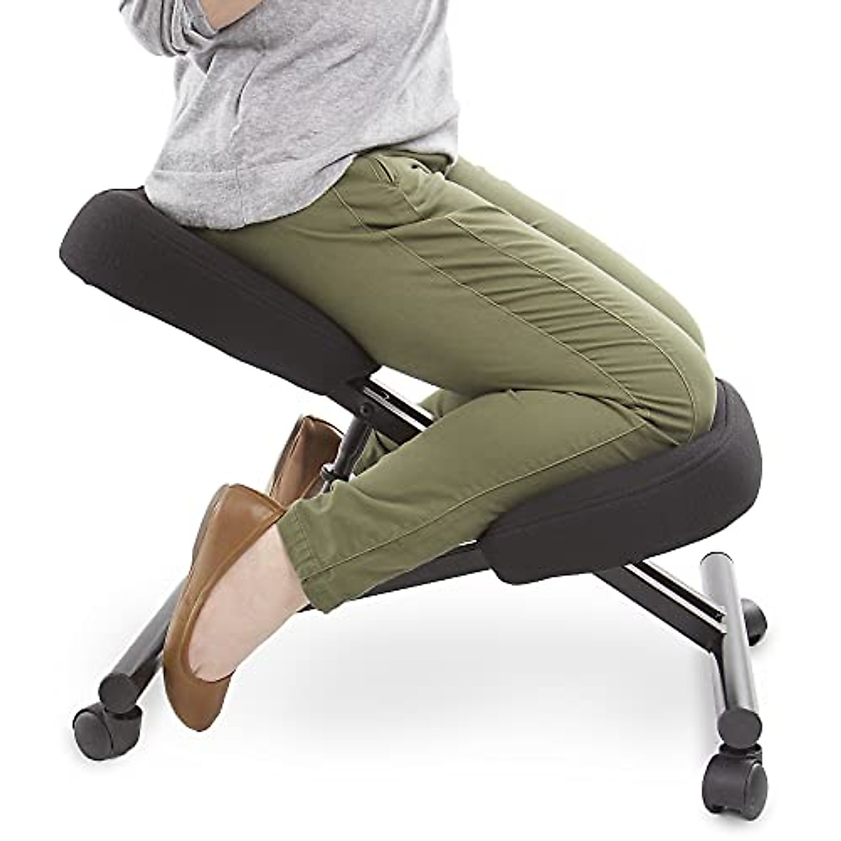 Posture Pro Ergonomic Kneeling Chair with Wheels | Fully Adjustable Mobile Office Seating | Improve Posture & Relieve Back Pain | Easy Assembly | Kneeling Desk Chair for Home, Office & School (Black)
