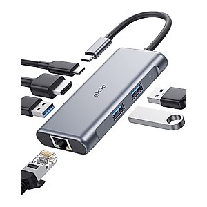 USB C Hub, DIOROK 6 in 1 USB Hub HDMI Multiport Adapter with Ethernet 1000Mbps, USB C to HDMI 4K, 100W Power Delivery, 3 USB 3.0 Ports Type C Hub Dongle Compatible for MacBook Pro, and USB-C Laptops