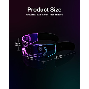 JIMIMORO LED Visor Light Up Glasses - 7 Color & 4 Modes Cyberpunk Futuristic Luminous Cosplay Glasses for Kid Adult