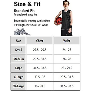 Youth Boys Reversible Mesh Performance Athletic Basketball Jerseys Blank Team Uniforms for Sports Scrimmage (10 Pack, Black/White, Youth L)