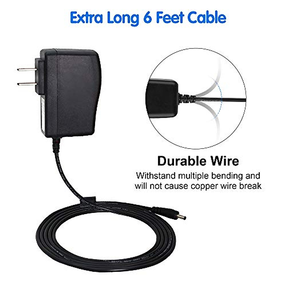 Power Adapter for Amazon Echo 1st and 2nd Gen, Amazon Fire TV 2nd Generation, 6ft, AC DC Adapter Replacement Switching Charger, Power Supply for Amazon Echo Cord Wireless Speaker