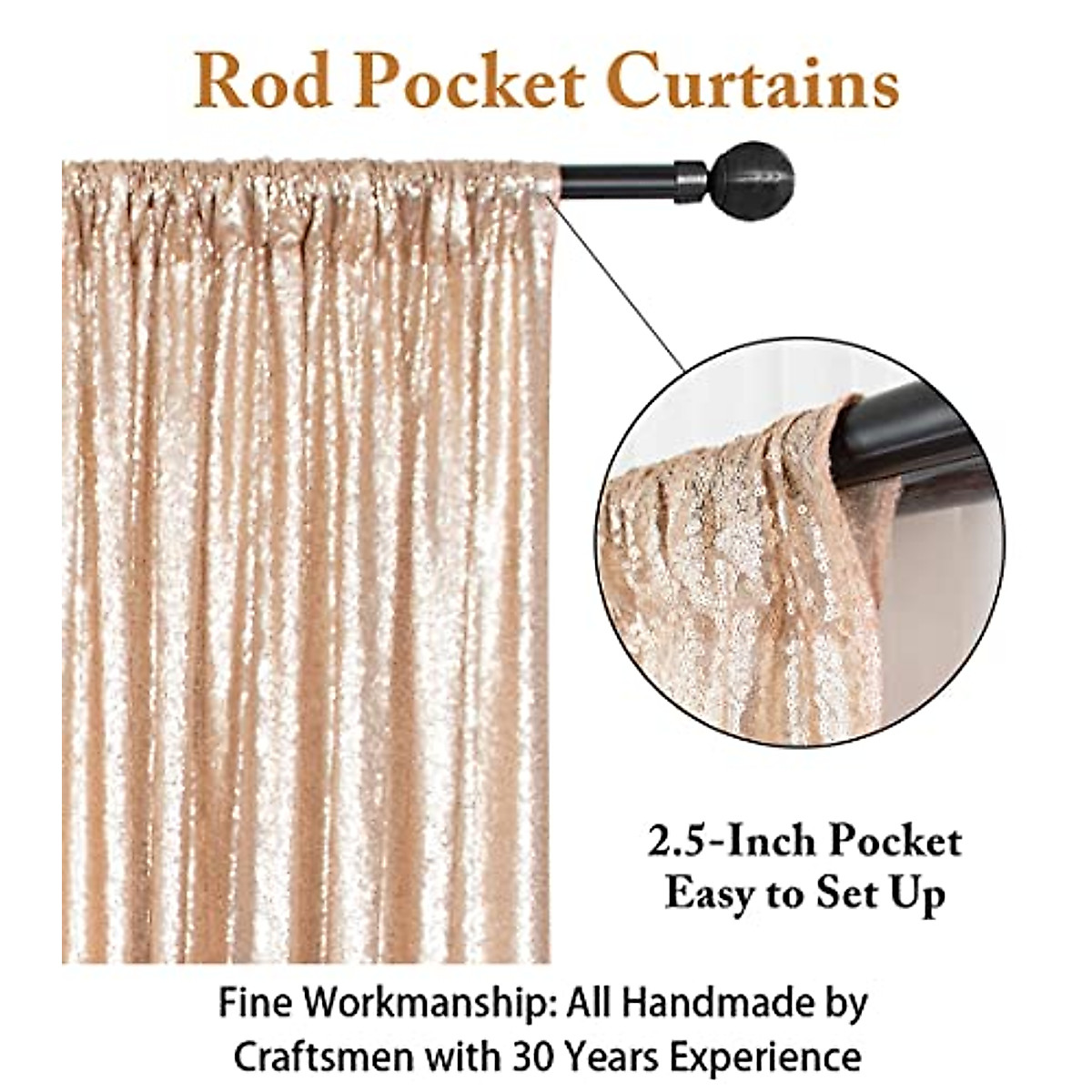 ShinyBeauty PHOTOBOOTH Background Best Choice-7FTx7FT-Champagne-Sequin Photography Backdrop Curtains for Wedding