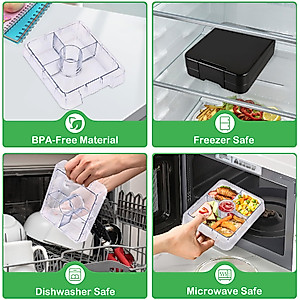 Pawtong Bento Lunch Box Set With 10oz Soup Thermo, Leak-proof Lunch Containers with 4 Compartment, Kids Hot Thermo Food Jar/Insulation Lunch Bag, Food Containers for School (Black)